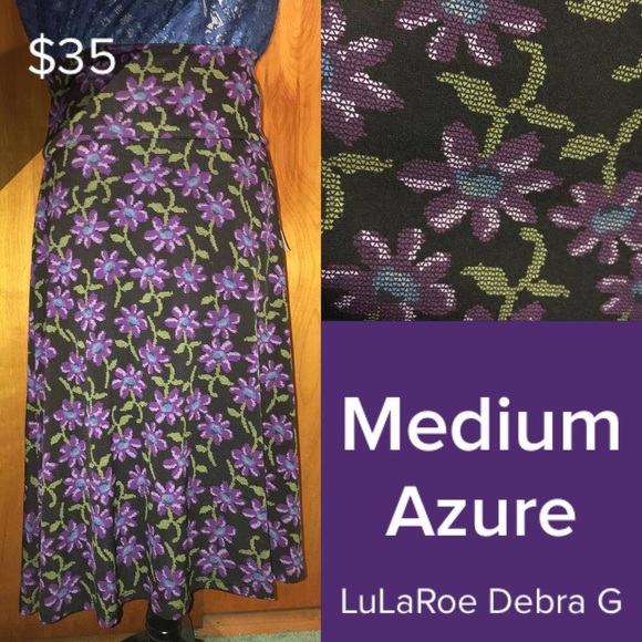LuLaRoe | Skirts | Lularoe Medium Floral Azure Skirt | Poshmark